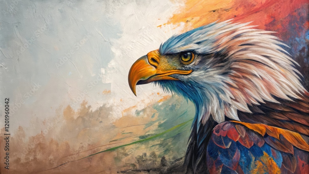 Airbrush painting a abstract artwork with bold colors and textures ...