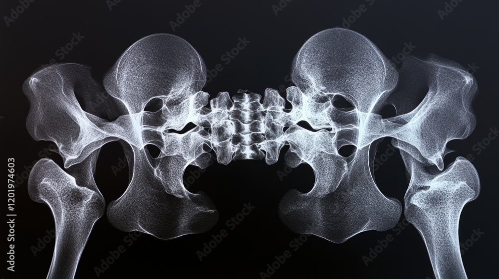 Pelvic bones X-ray, medical imaging, anatomy study Stock Illustration ...