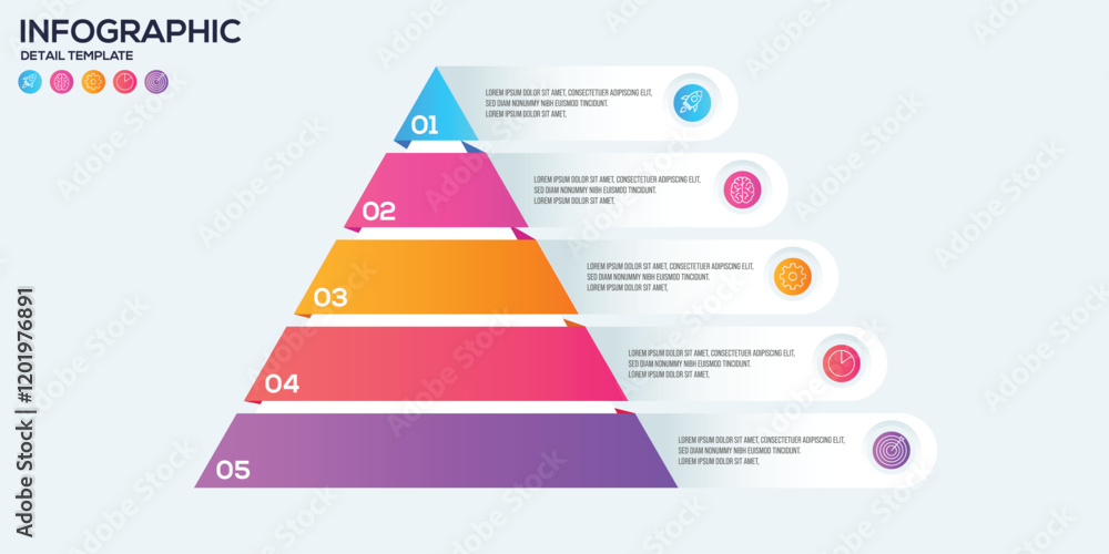 Triangular pyramid infographic design with step-by-step details ...