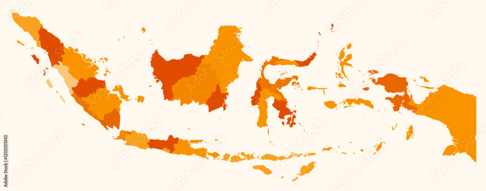 Map of Indonesia with regions. Just a simple country border map with ...