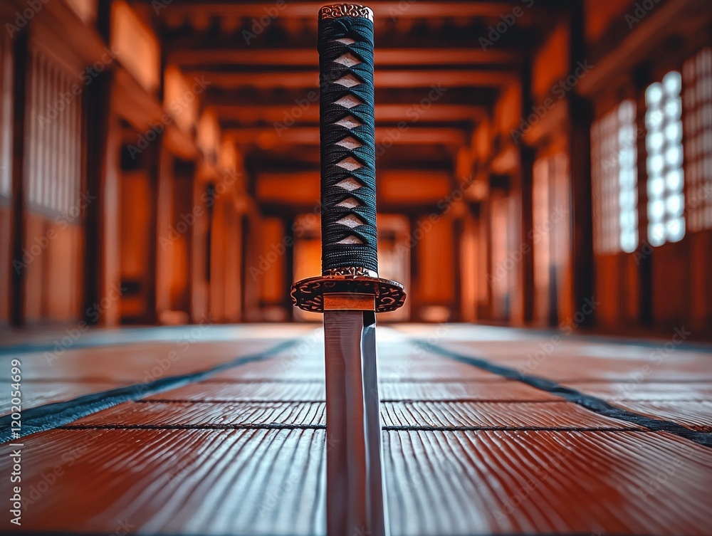 katana swings through air its blade sparkling in light while ninja ...