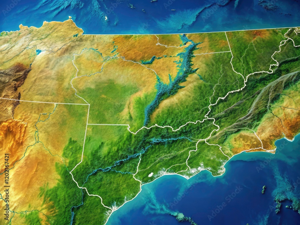 Explore Tennessee's geography with this stunning HD satellite map. Rule ...