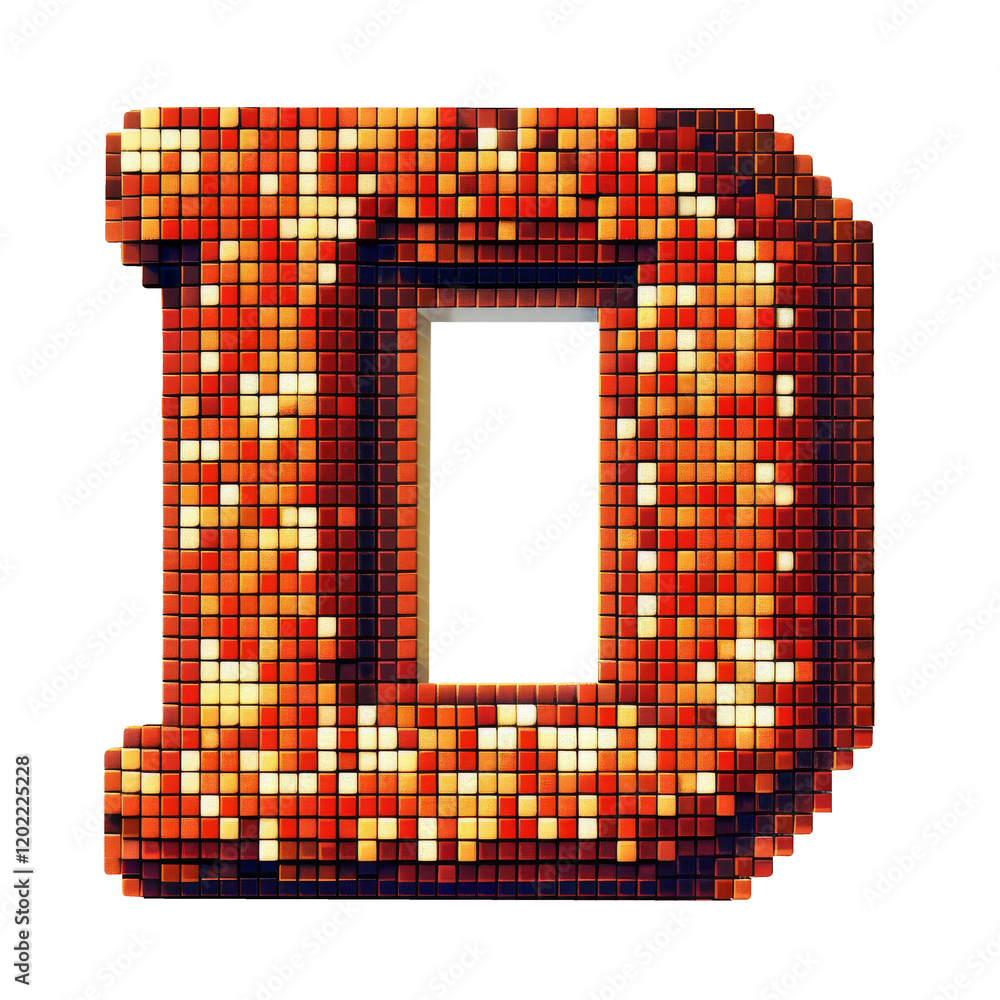 Letter D digital pixel font, voxel font 8-bit pixel art, isolated ...