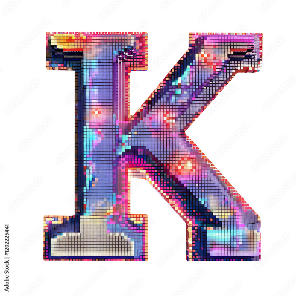 Letter I digital pixel font, voxel font 8-bit pixel art, isolated white ...