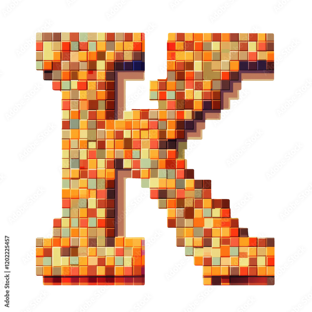Letter I digital pixel font, voxel font 8-bit pixel art, isolated white ...