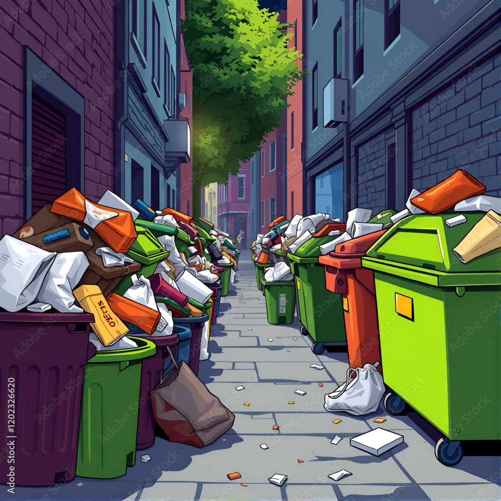 Overflowing trash cans and dumpsters line every alleyway and sidewalk ...