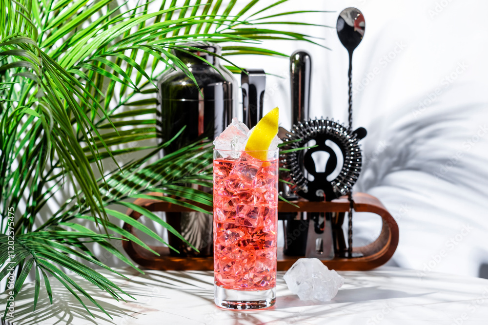 Lone Ranger alcoholic cocktail drink with tequila, lemon juice, syrup ...