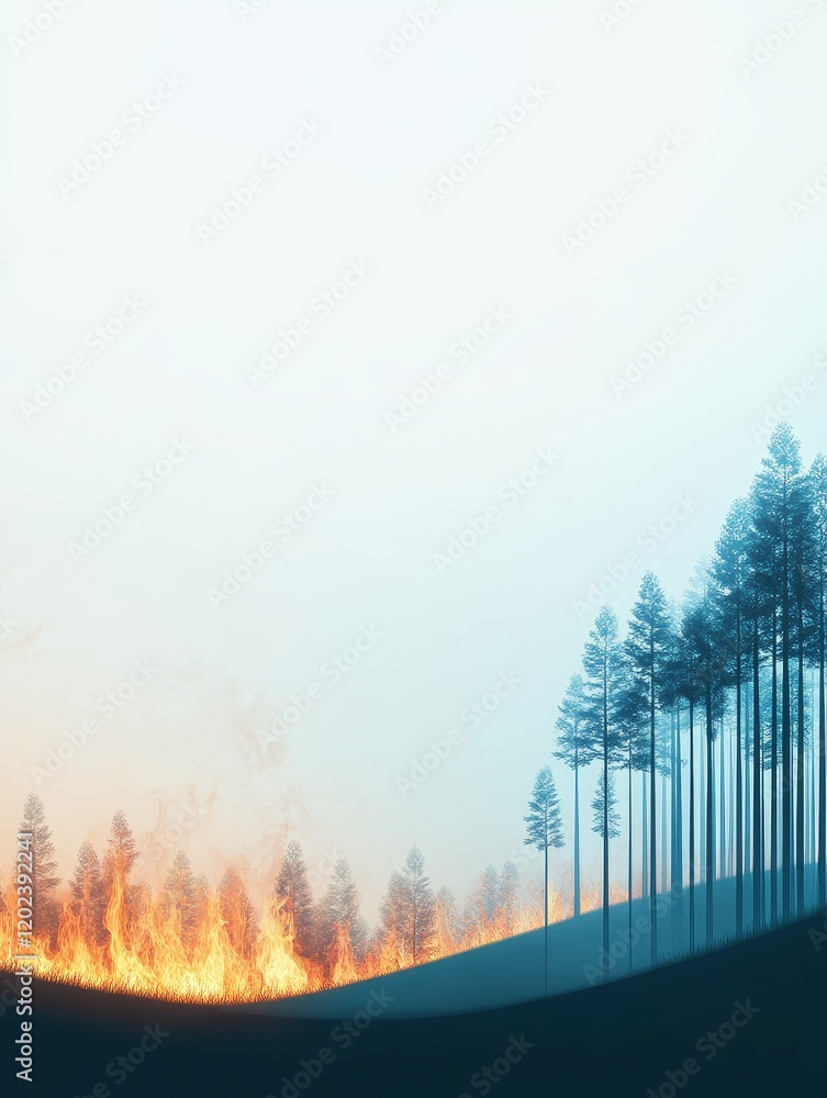 Forest Fire and Regeneration - A dramatic image depicting a wildfire ...