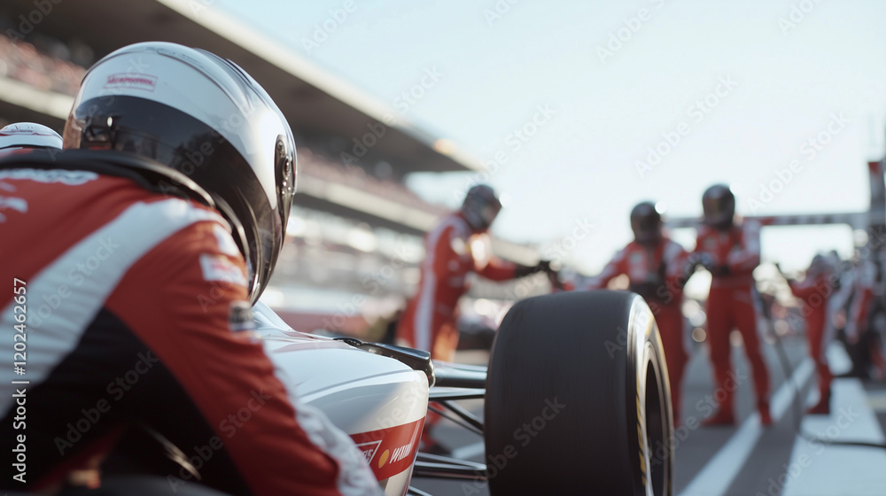 Racing Car Pit Stop Refueling by Team Crew on Professional Track Stock ...