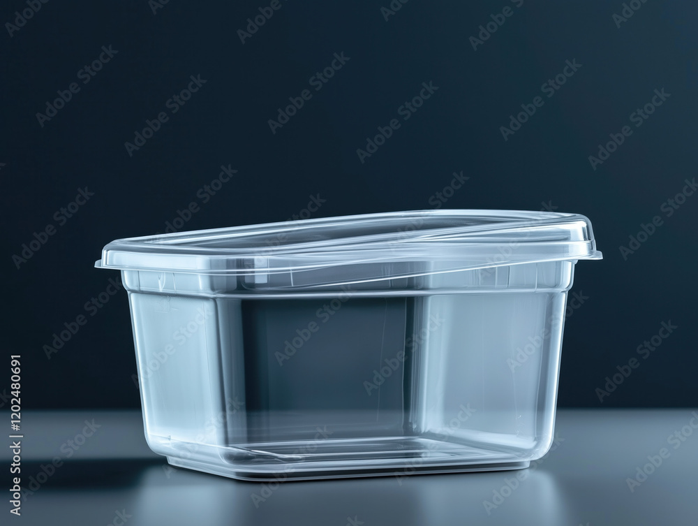 Transparent Plastic Food Container on Dark Background: Versatile ...