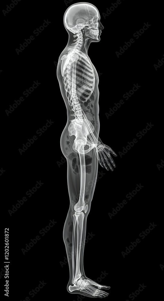 Ilustración de Stock Human Skeleton X-Ray: Full Body Anatomy Side View ...