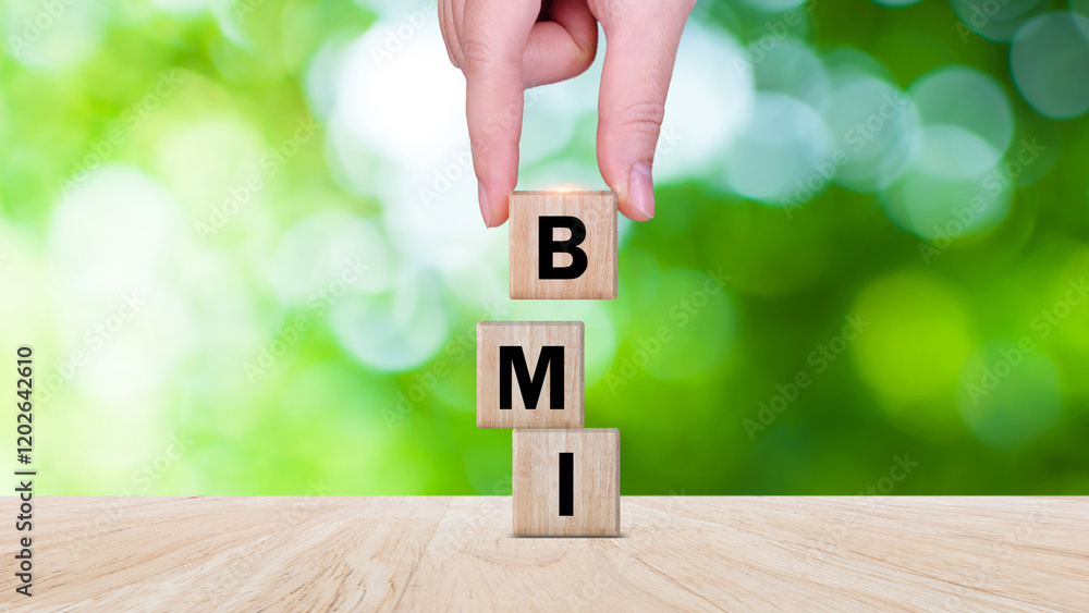 BMI big mac index symbol, Concept words BMI big mac index on wooden ...