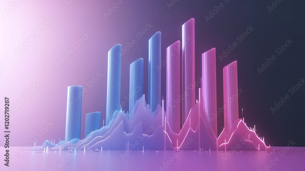 Colorful Data Visualization Showcasing Dynamic Trends in Technology and ...