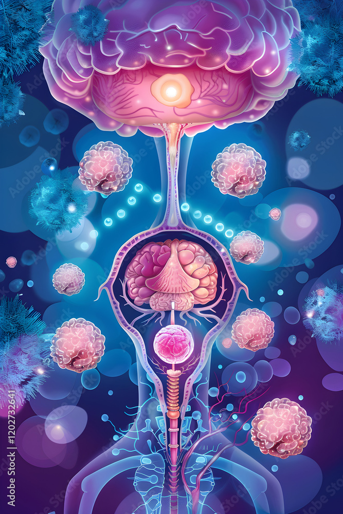 Detailed Human Endocrine System Infographic Illustrating the Role and ...