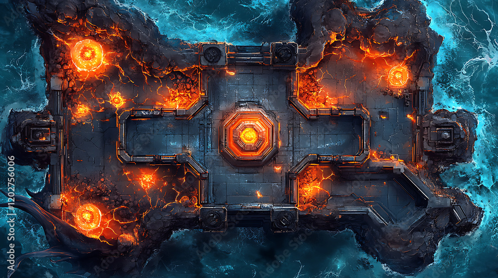 Fiery Volcanic Island Battle Map Game Stock Illustration | Adobe Stock
