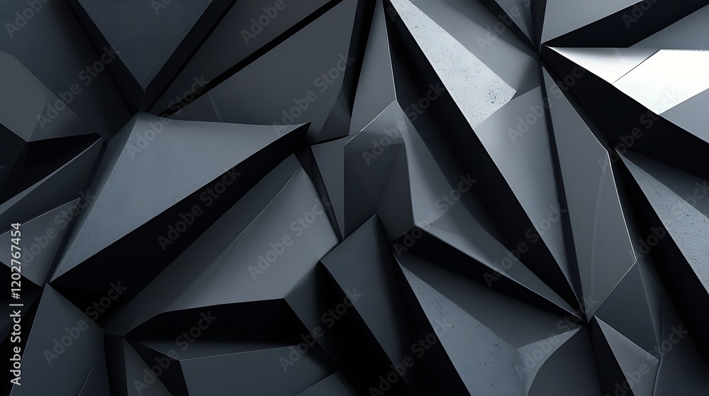 Dark Futuristic Geometric 3D Structure with Minimal Tech Background ...
