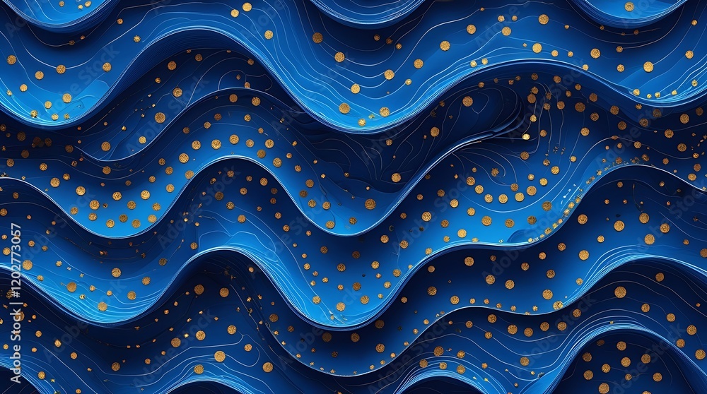 Curvy Blue Surfaces with Wavy Patterns and Textured Lines, Modern ...