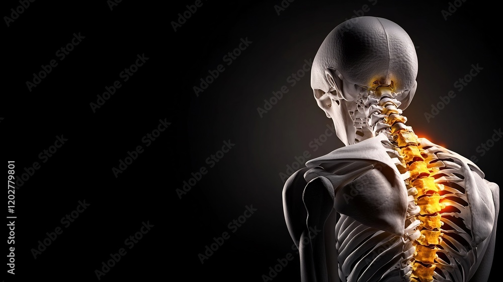 Glowing Spine Anatomy Back View Medical Illustration. AI Generated ...
