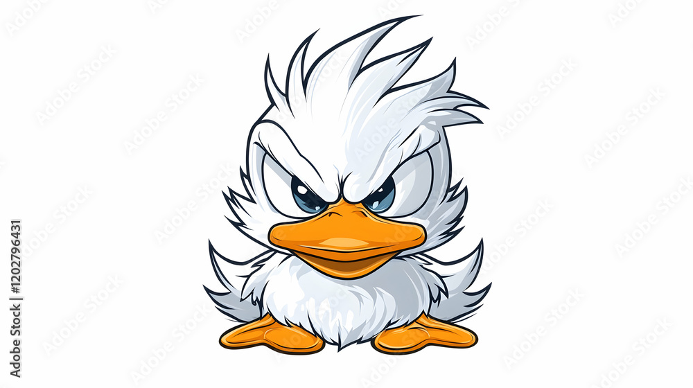 Angry white duck cartoon illustration, isolated on white background ...