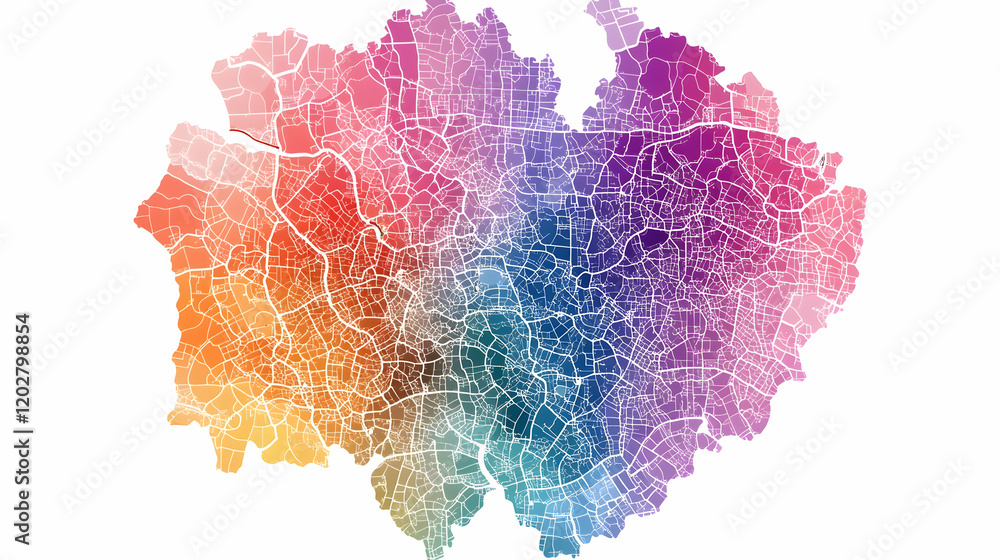 Ilustración de Stock Colorful city map illustrating urban zones ...