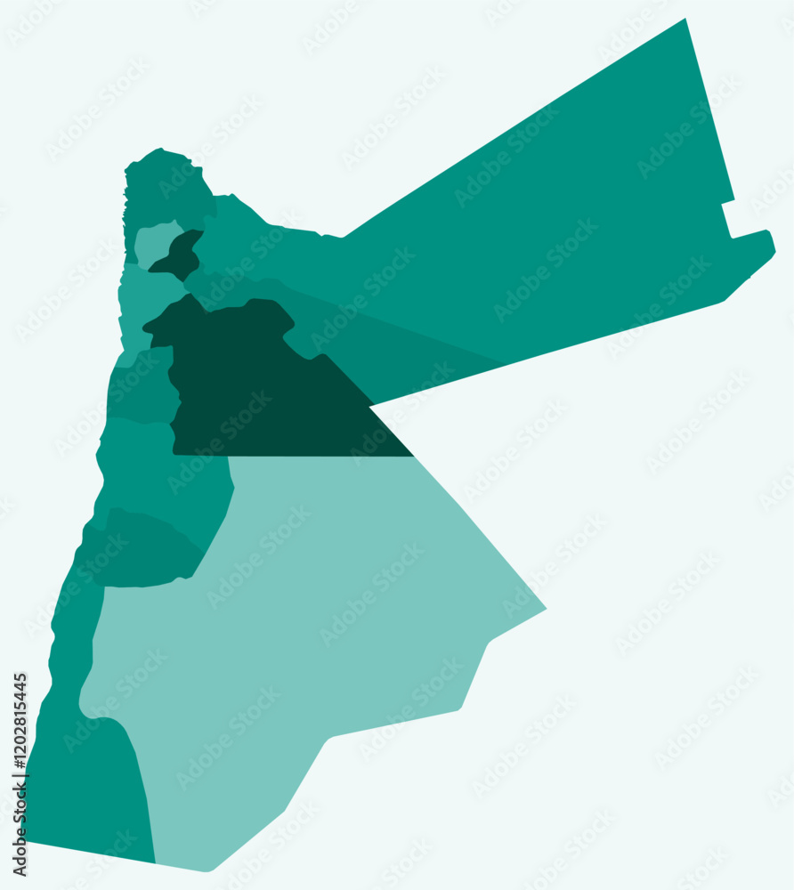 Map of Jordan with regions. Just a simple country border map with ...