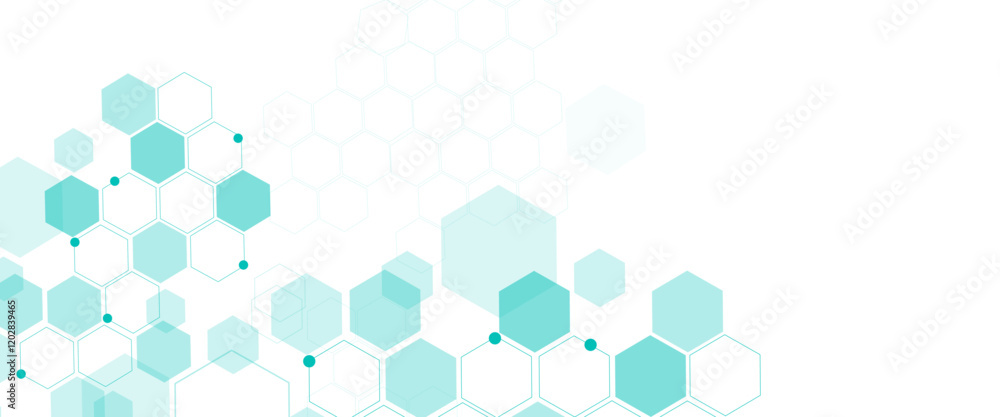 Vector hexagons pattern. Geometric abstract background with simple hexagonal elements. Medical ...
