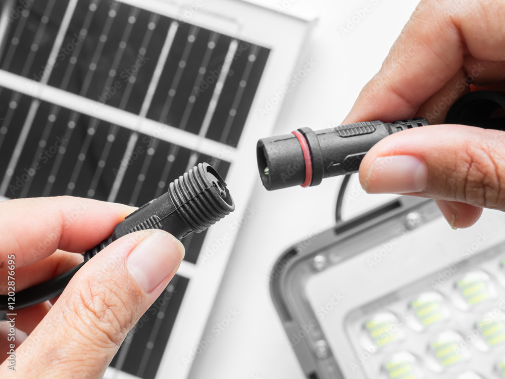 Solar cell connector cable plug socket for light lamp led neon panel ...