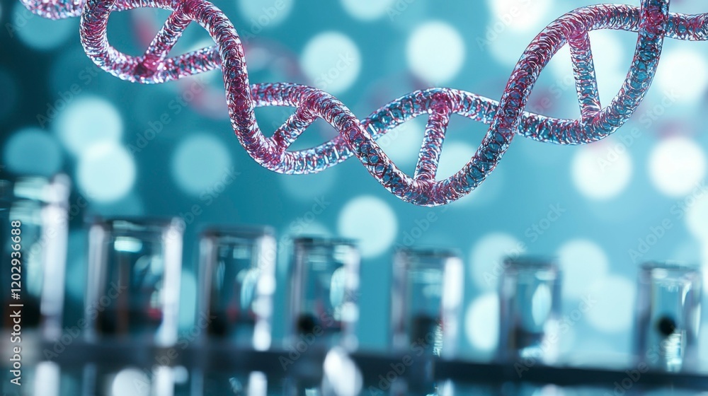 A cutting-edge biotechnology lab with floating high-resolution ...