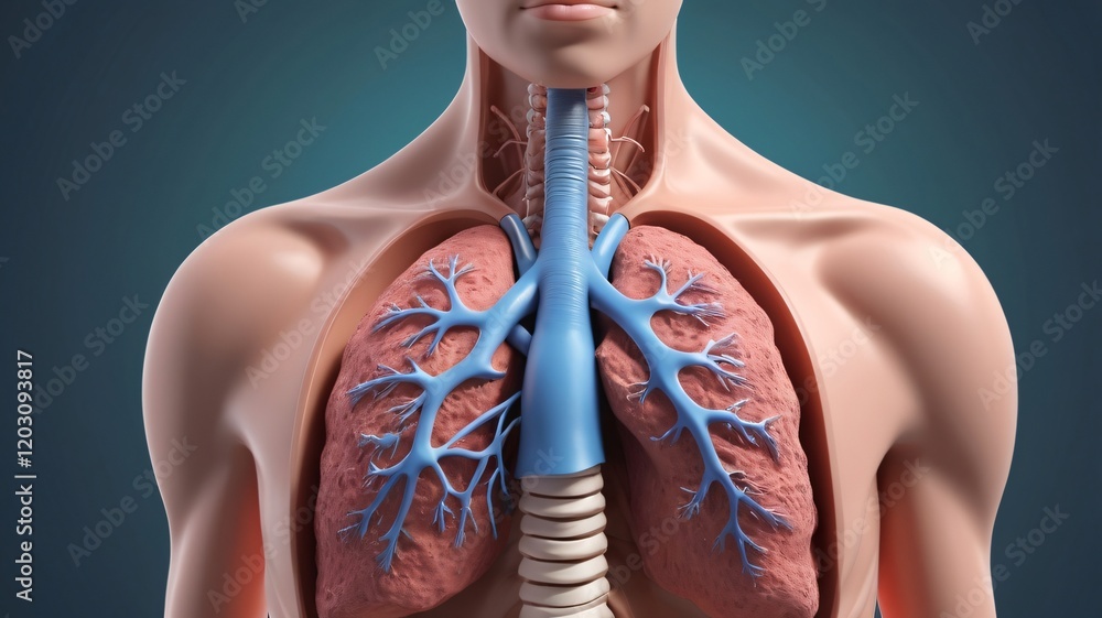 Human Respiratory System Lungs Trachea Bronchi Anatomy Stock ...