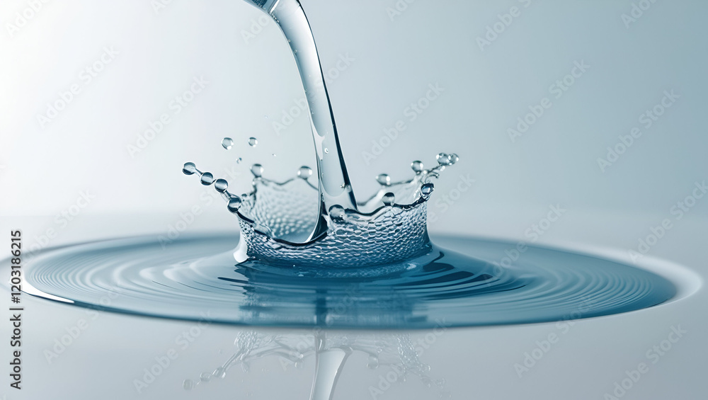 Water droplet drop splash collision dripping pillar reflection ...