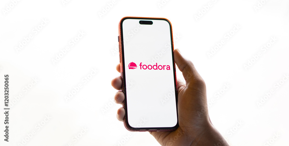 Dhaka, Bangladesh- 26 Nov 2024: Foodora logo is displayed on smartphone ...