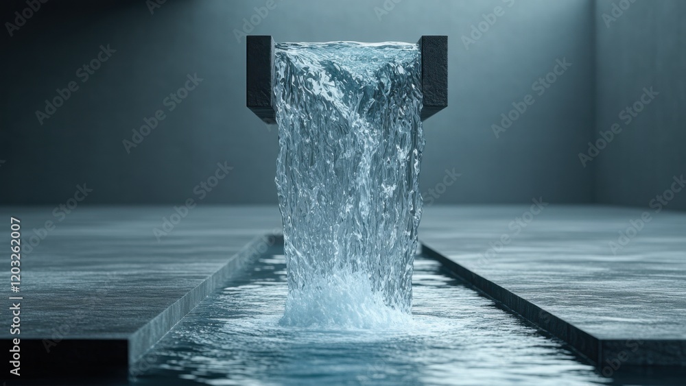 Rectangular frame releases a stream of water symbolizing movement free ...