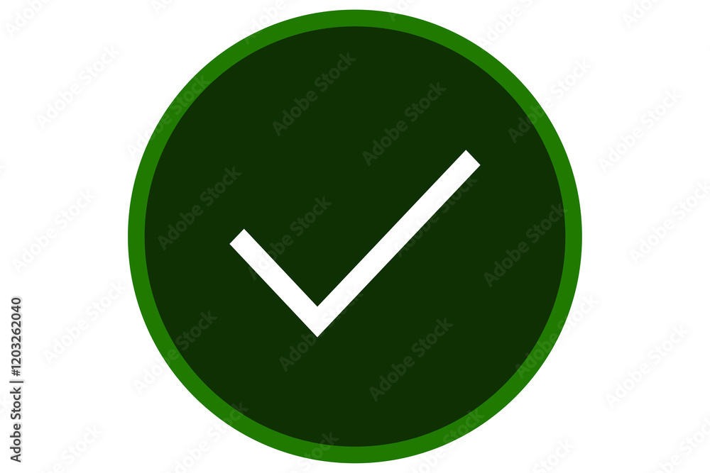 white colour check mark on green round circle green right tick check ...