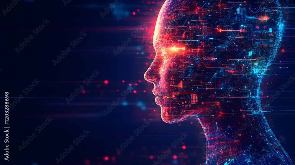 Holographic ai technology display digital landscape futuristic design ...