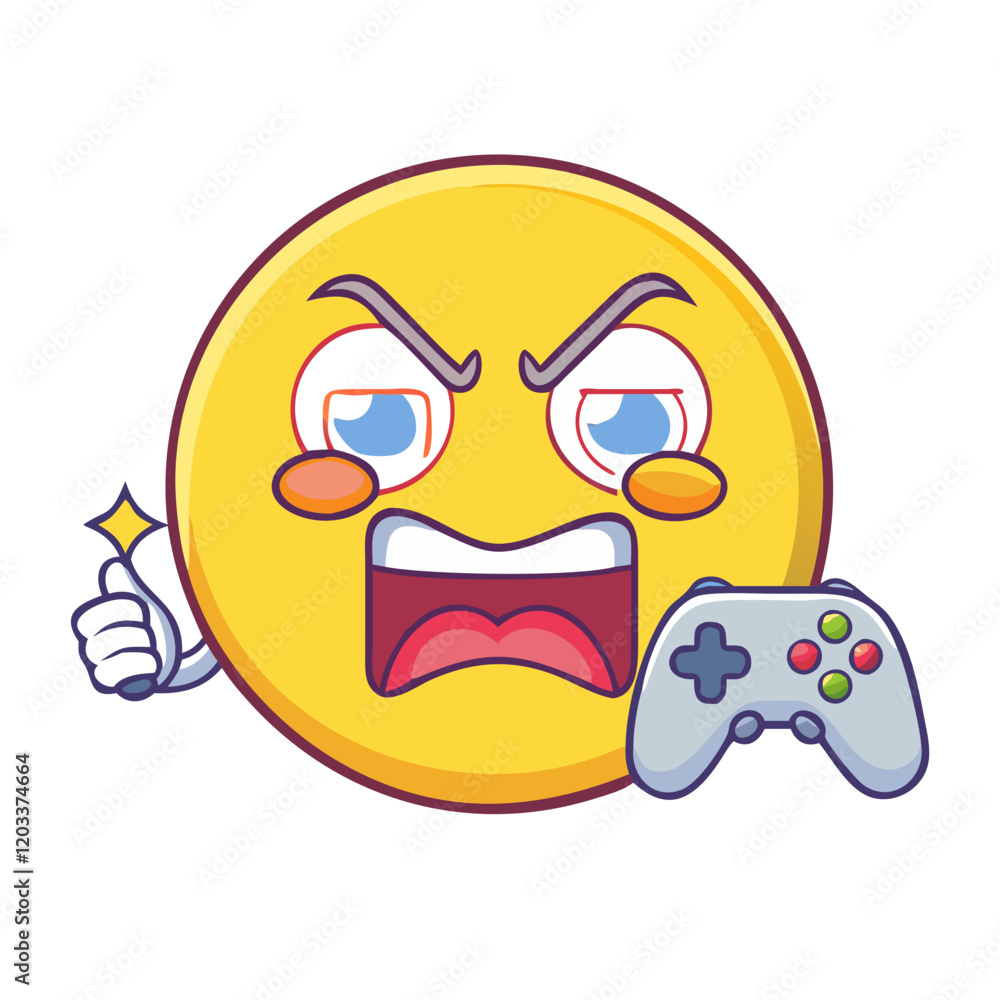 Vektor gamer s rage emoji icon, gamer s rage emoji vector illustration ...