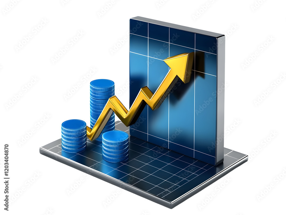 Finance stock growth chart investment graph on 3d diagram background ...