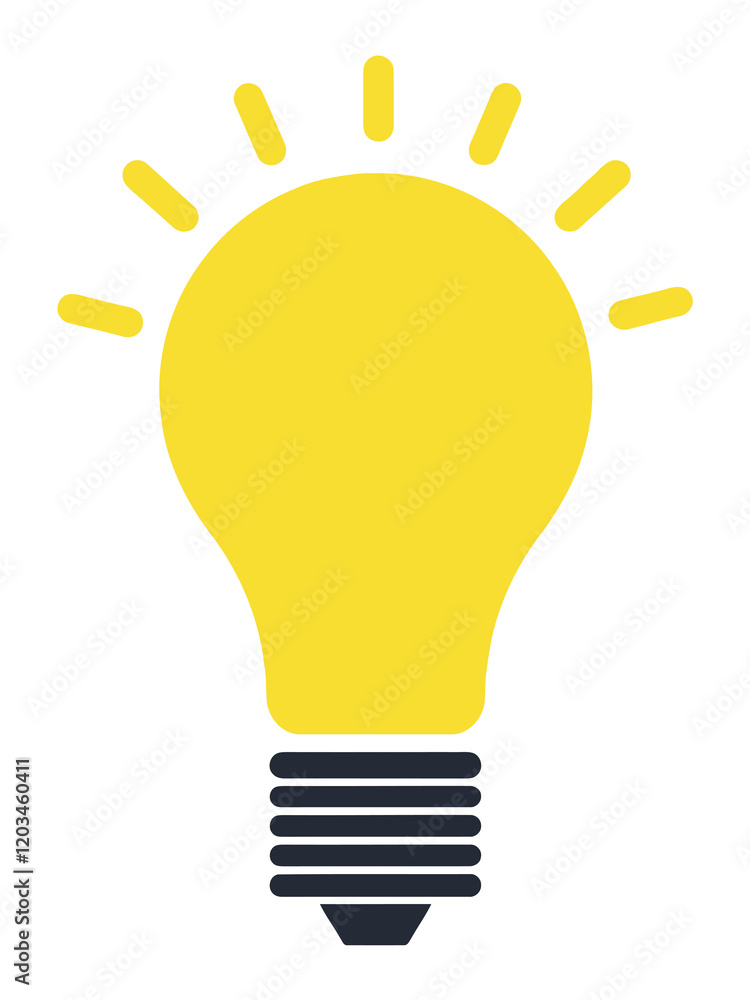 Simple yellow light bulb, isolated, combining classic Edison shape with ...