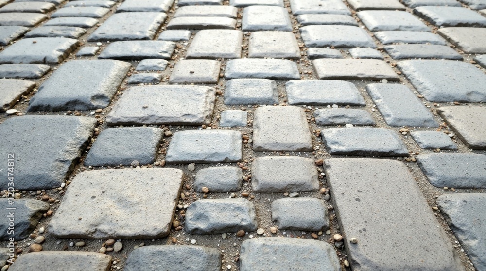 Cobblestone Pathway A Detailed View of Interlocking Stone Blocks and ...