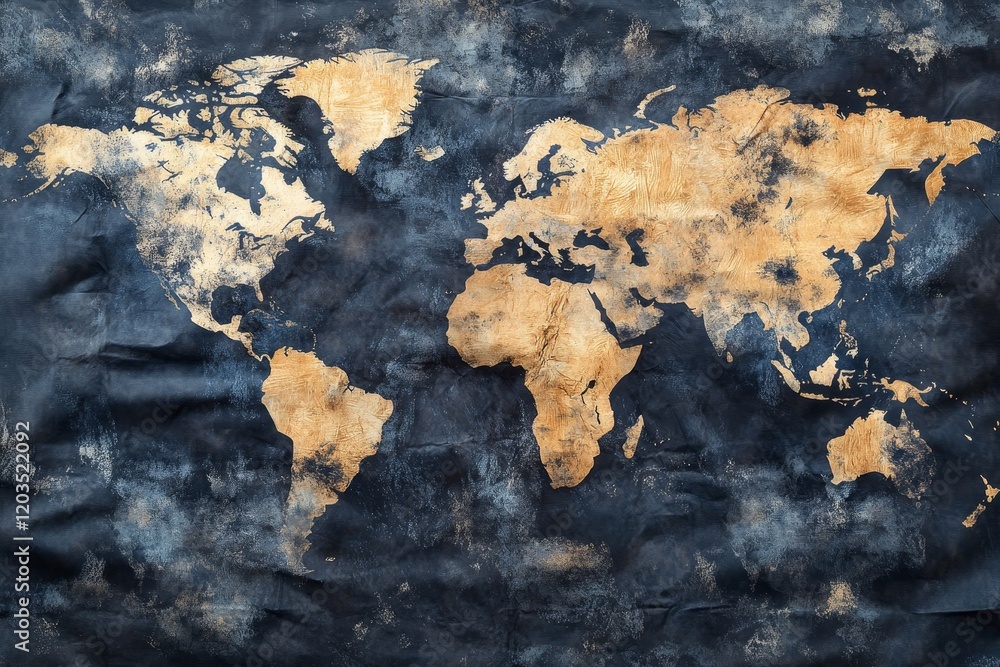 Illustrated map of the world with a isolated background. Black ...