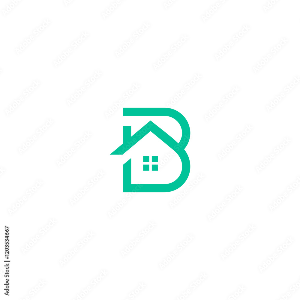 House, home logo, initial letter B, Minimalist, green, Usable for Real ...