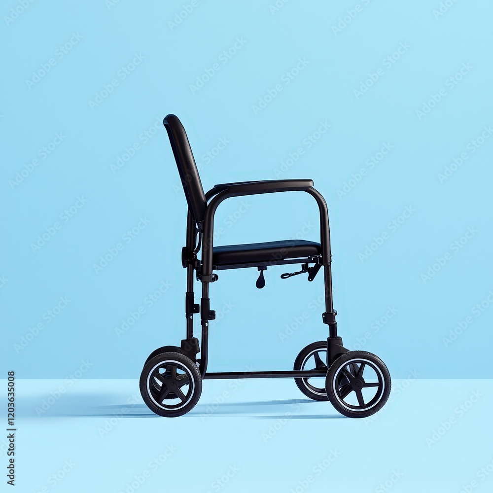 Black walker on a blue background for mobility assistance and ...