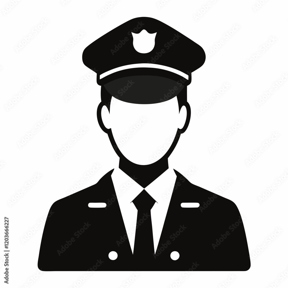 customs officer vector black silhouette illustration on white ...