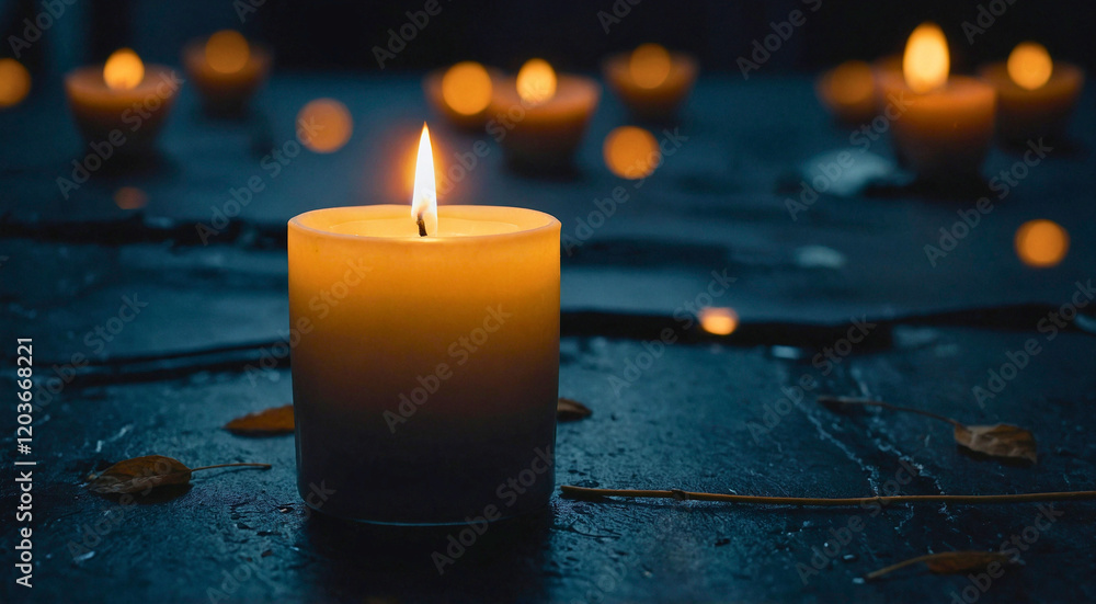 Funeral, mourning, candle, created with Generative AI technology. Stock ...