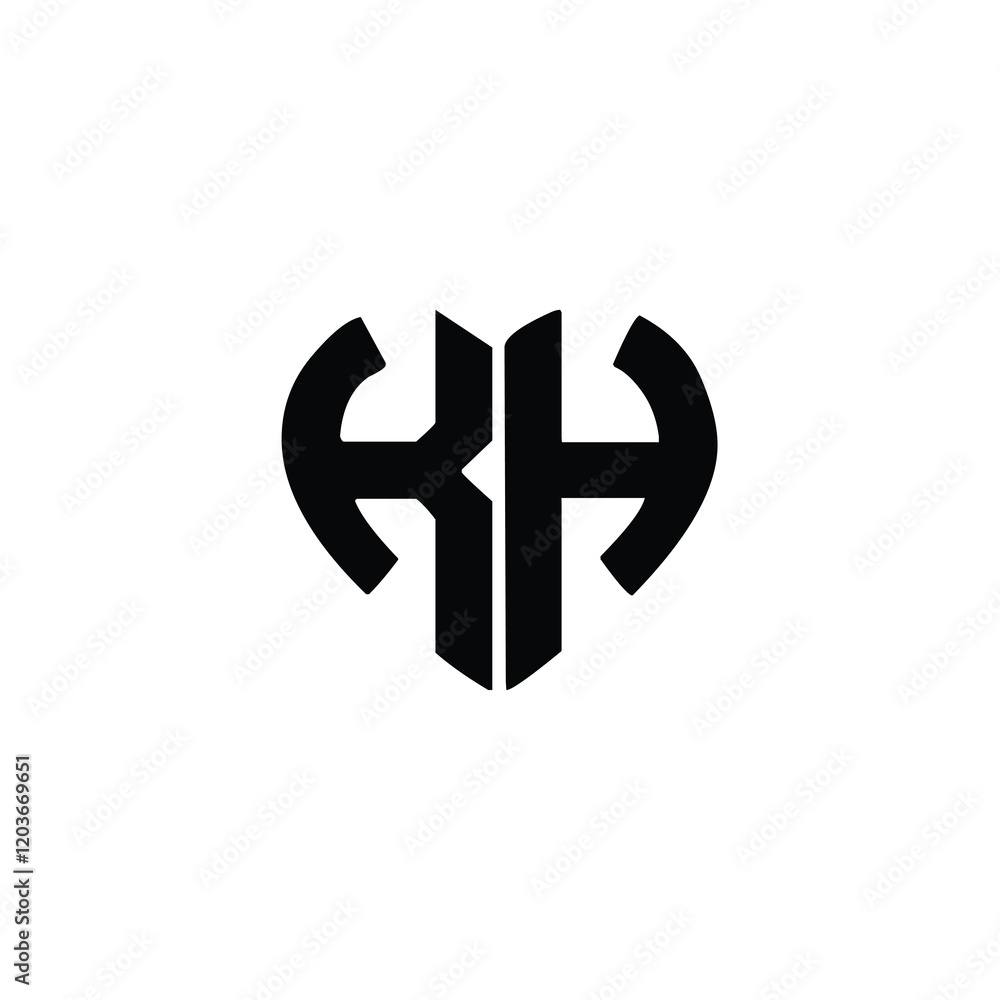 KH monogram logo design letter text name symbol monochrome logotype ...