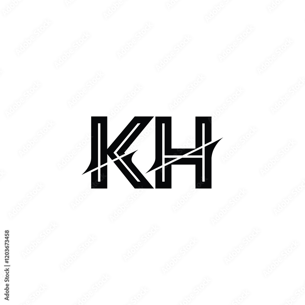KH monogram logo design letter text name symbol monochrome logotype ...
