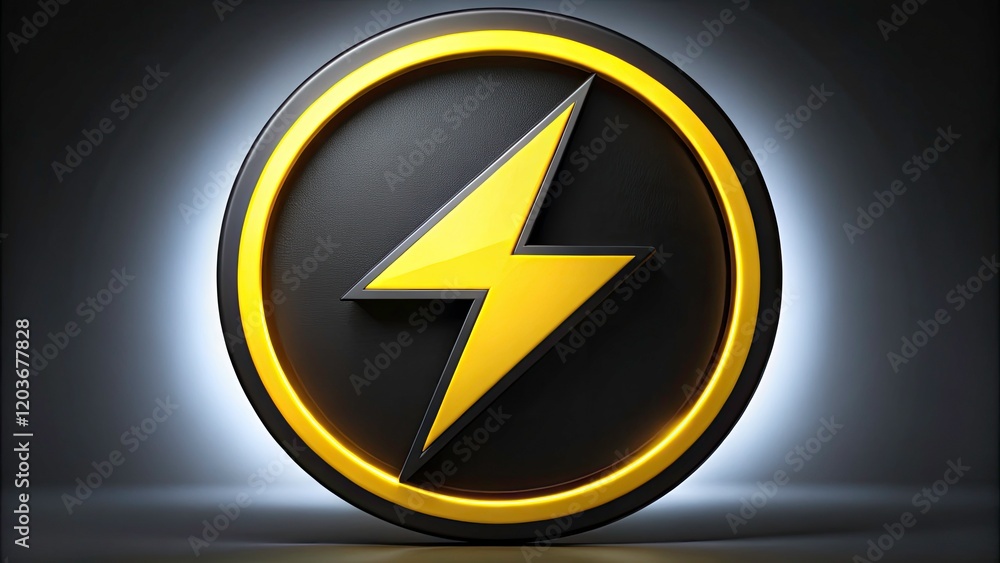 Electric Lightning Bolt Symbol in Circle - Black Design for Superhero ...