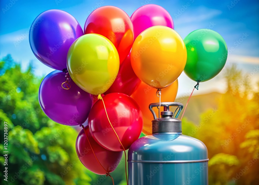 Helium Balloons Inflation: Cylinder Tank & Colorful Balloons, Rule of ...