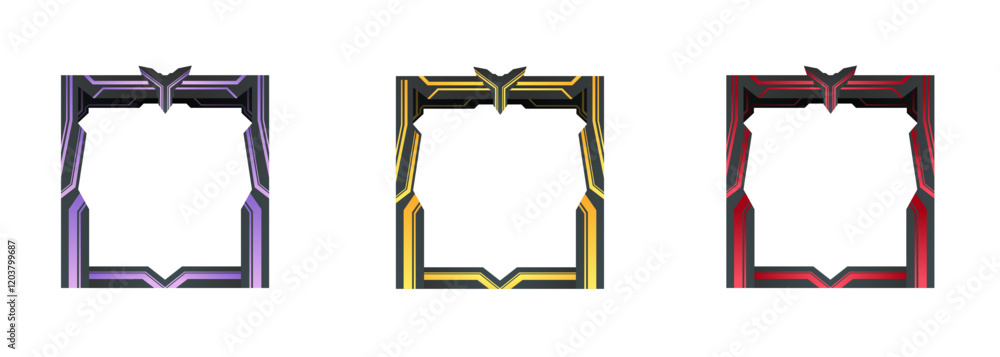 Vector de Stock complete game avatar frame with classic theme and three ...