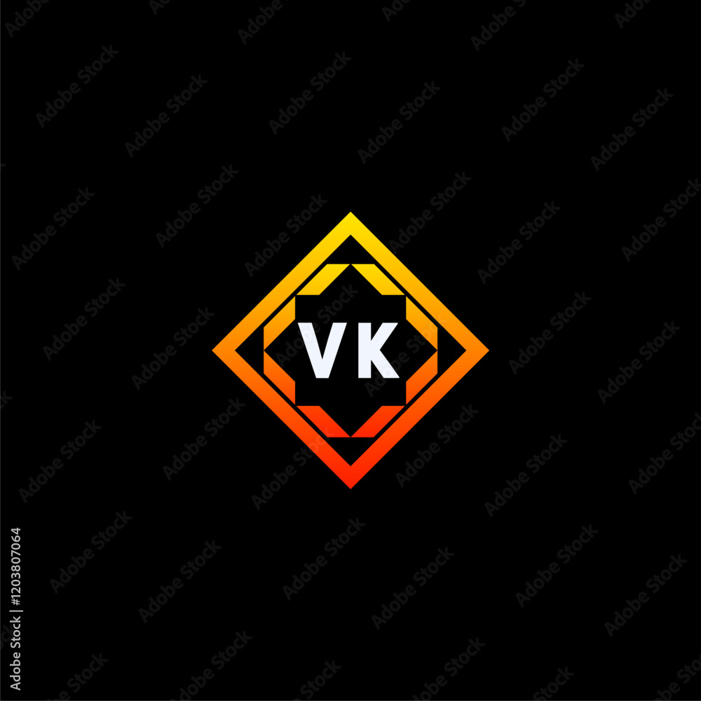 VK initials dynamic geometric logo design features a bold lettering ...