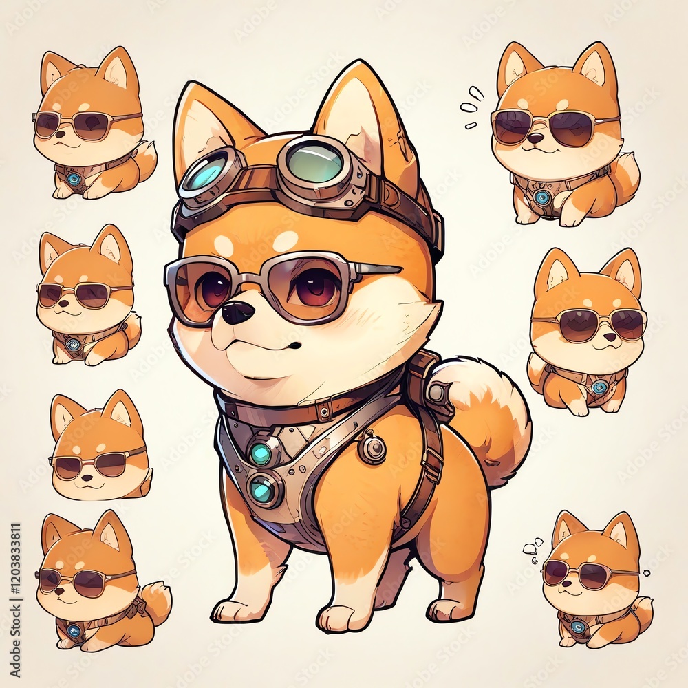 Adorable Shiba Inu Adventurer: A Digital Illustration of a Cute Shiba ...